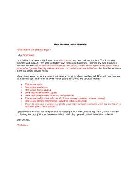 Real Estate Announcement Letter - 13+ Examples, Format, Sample | Examples