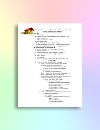 Tenant Screening Checklist - 10+ Examples, Format, Pdf | Examples