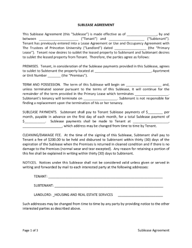 Rental Sublease Agreement - 12+ Examples, Format, Pdf | Examples