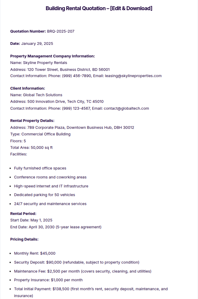 12+ Rental Quotation Examples to Download