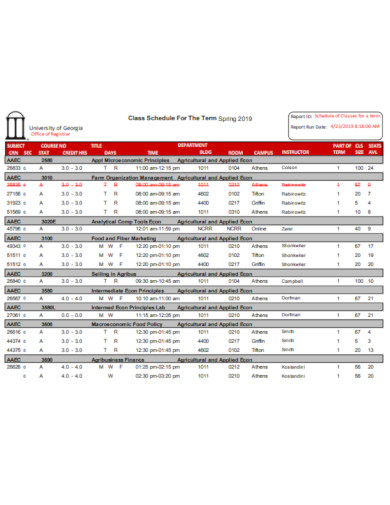 Class Schedule - 15+ Examples, Format, Pdf | Examples