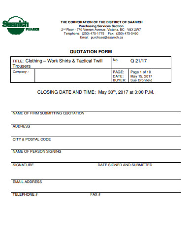 Clothing Quotation - 7+ Examples, Format, Pdf | Examples