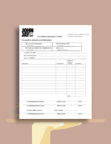 Catering Request Form - 10+ Examples, Format, Pdf | Examples