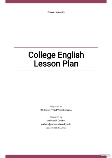 College Lesson Plan - 21+ Examples, Format, Pdf | Examples