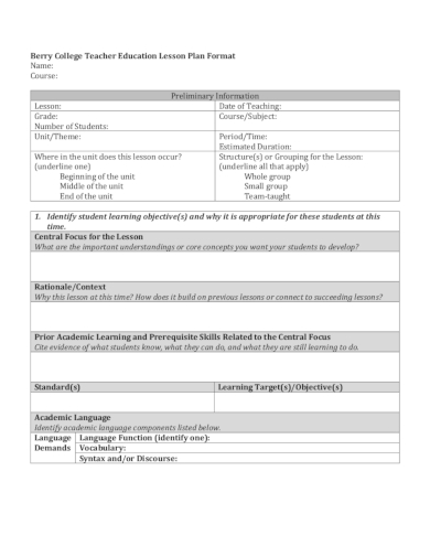 Famous Concept 10 College Lesson Plan Template