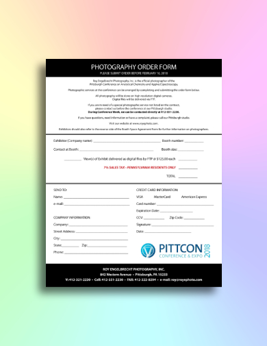 Photography Order Form - 10+ Examples, Format, Pdf | Examples
