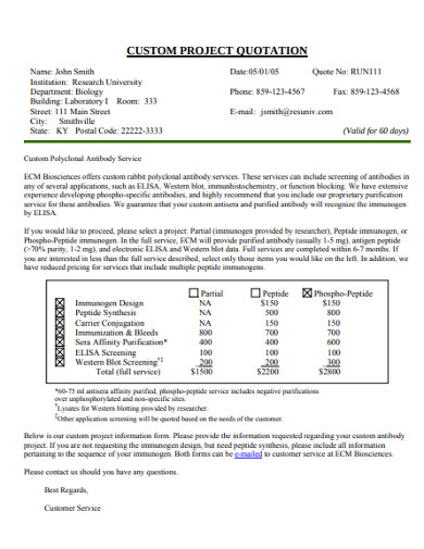 Project Quotation - 16+ Examples, Format, Pdf | Examples