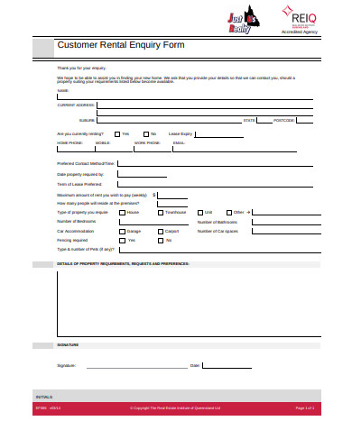Real Estate Enquiry Form - 8+ Examples, Format, Sample | Examples