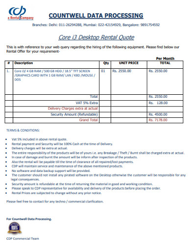Rental Quotation - 15+ Examples, Format, Pdf | Examples