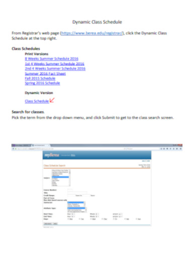 Class Schedule - 15+ Examples, Format, Pdf | Examples