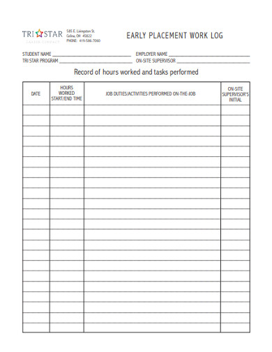 Work Log - 16+ Examples, Format, Pdf | Examples