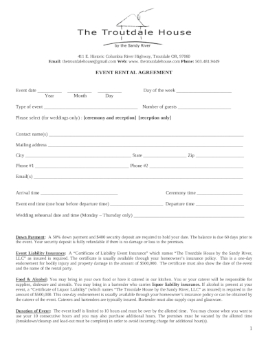 Event Venue Rental Agreement - 9+ Examples, Format, Pdf | Examples