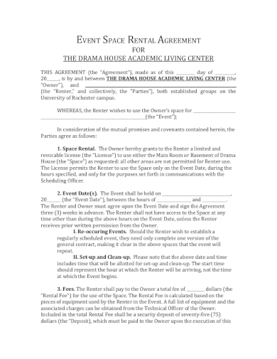 Event Venue Rental Agreement - 9+ Examples, Format, Pdf | Examples