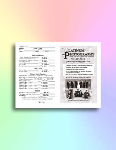 Photography Order Form - 10+ Examples, Format, Pdf | Examples