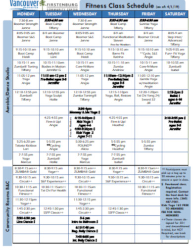 Class Schedule - 15+ Examples, Format, Pdf | Examples