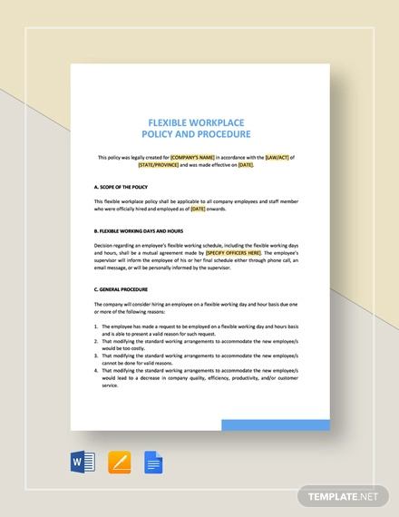 Flexible Workplace Policy and Procedures - Examples, Format, Google ...