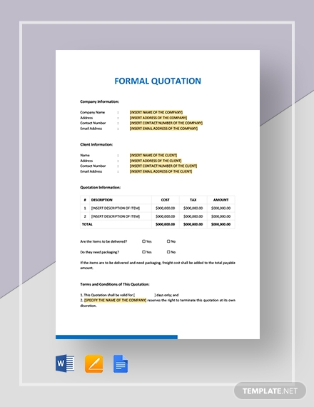 Formal Quotation - 11+ Examples, Format, Pdf | Examples