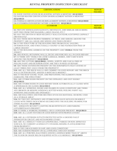 Rental Inspection Checklist - 8+ Examples, Format, Pdf | Examples