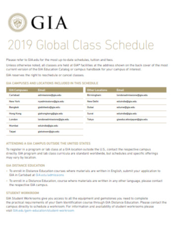 Class Schedule - 15+ Examples, Format, Pdf | Examples