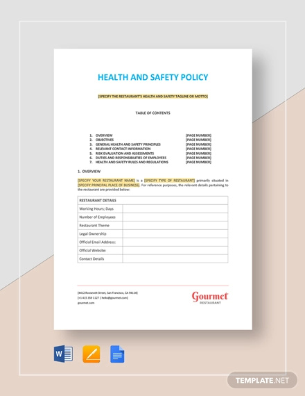 HealthSafety Policy - 23+ Examples, Format, Pdf | Examples