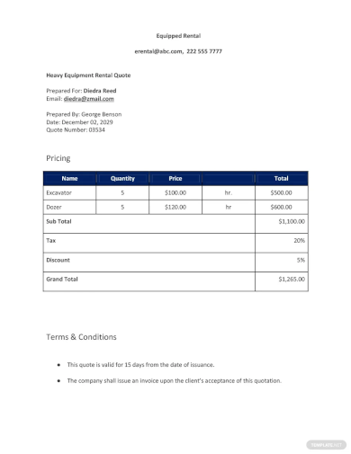 Rental Quotation - 15+ Examples, Format, Pdf | Examples