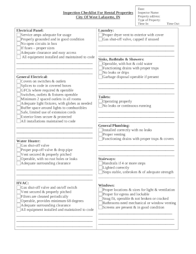 Rental Inspection Checklist - 8+ Examples, Format, Pdf | Examples