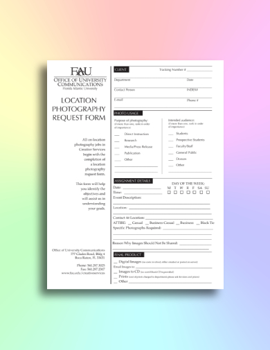 Photography Order Form - 10+ Examples, Format, Pdf | Examples