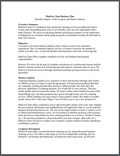 Cleaning Service Business Plan 12 Examples Format Pdf Examples