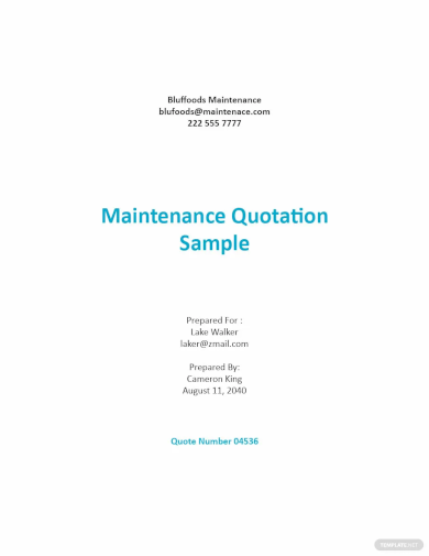 Maintenance Quotation - 15+ Examples, Format, Pdf | Examples