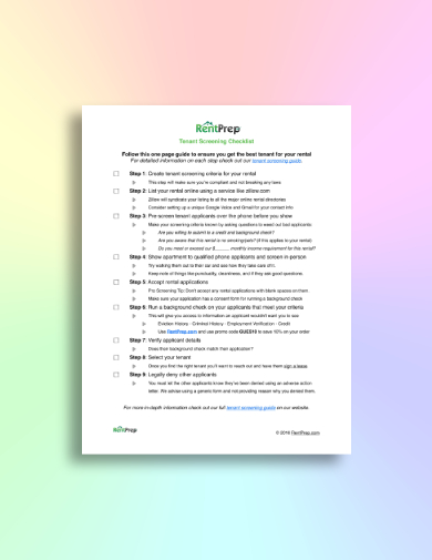 Tenant Screening Checklist - 10+ Examples, Format, Pdf | Examples