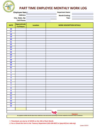 Work Log - 16+ Examples, Format, Pdf | Examples