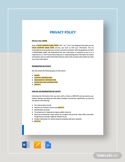 Privacy Policy - 18+ Examples, Format, Pdf | Examples