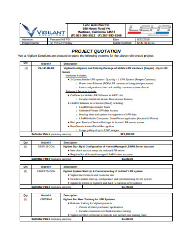 Project Quotation - 16+ Examples, Format, Pdf | Examples