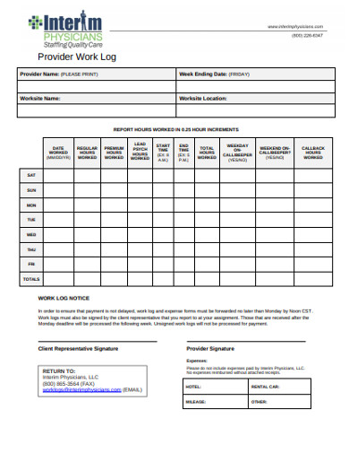 Work Log - 16+ Examples, Format, Pdf | Examples