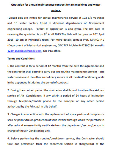 Maintenance Quotation - 15+ Examples, Format, Pdf | Examples