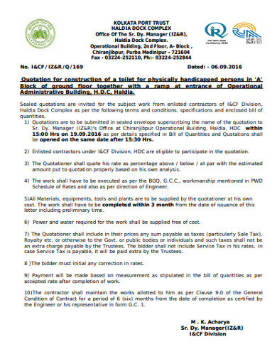 Construction Quote - 9+ Examples, Format, Pdf | Examples