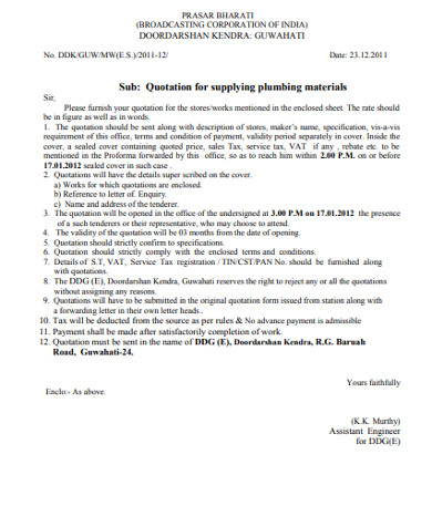 Plumbing Quote - 10+ Examples, Format, Pdf | Examples