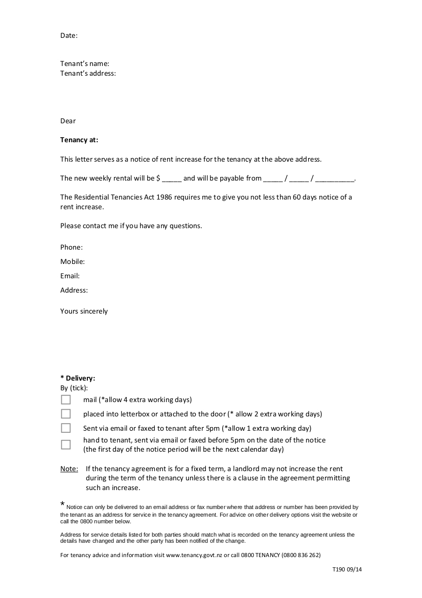 Rental Increase Letter 7 Examples Format Sample Examples Free Hot