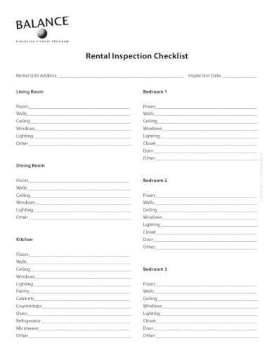 Rental Inspection Checklist - 8+ Examples, Format, Pdf | Examples