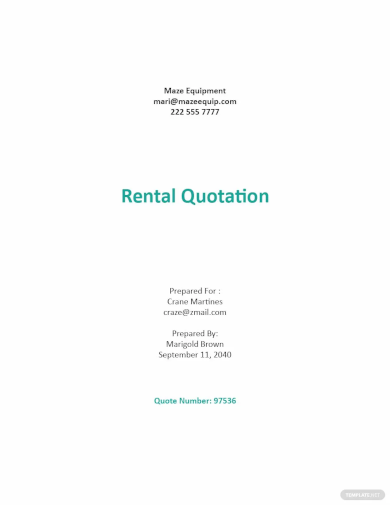 Rental Quotation - 15+ Examples, Format, Pdf | Examples