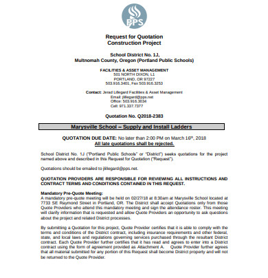 Construction Quote - 9+ Examples, Format, Pdf | Examples