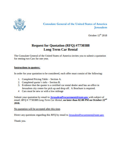 Rental Quotation - 15+ Examples, Format, Pdf | Examples