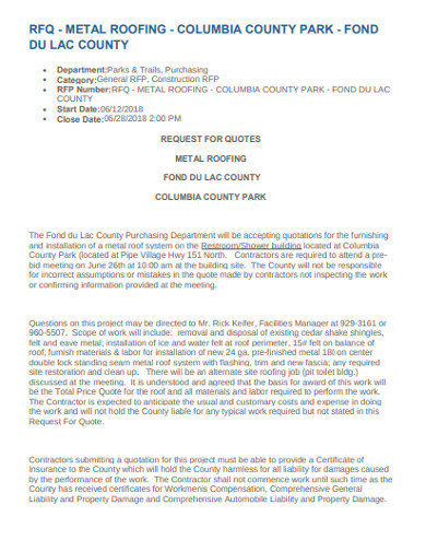 Roofing Quotation - 8+ Examples, Format, Pdf | Examples