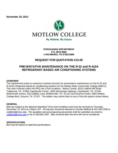 Maintenance Quotation - 15+ Examples, Format, Pdf | Examples