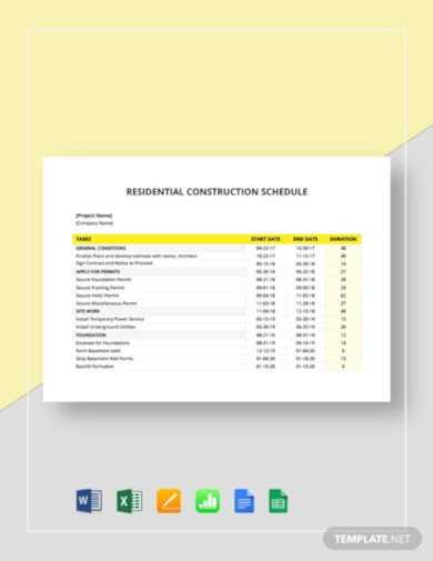Construction Schedule Examples - 38+ in PDF | Excel | MS Word | Numbers ...