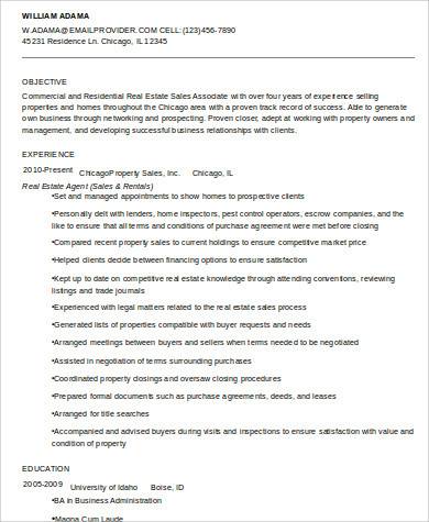 Real Estate Resume - 18+ Examples, Format, Sample | Examples