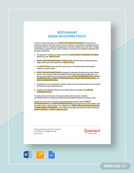 Media Relations Policy - Examples, Format, Pdf | Examples