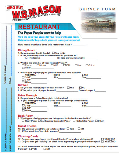 Restaurant Survey - 11+ Examples, Format, Pdf | Examples