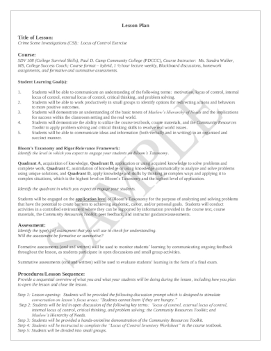 College Lesson Plan - 21+ Examples, Format, Pdf | Examples