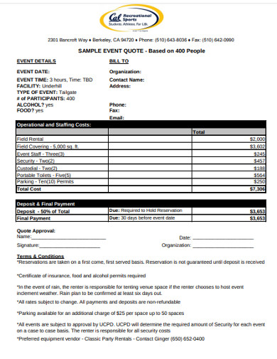 Event Quotation - 18+ Examples, Format, Pdf | Examples